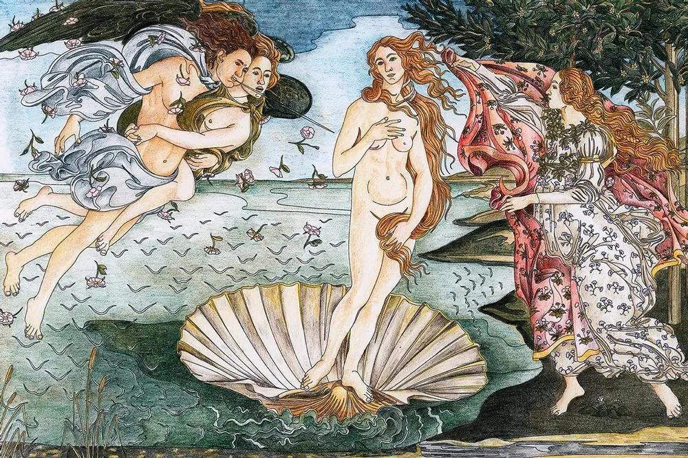 Samolepící tapeta reprodukce Zrození Venuše - Sandro Botticelli - 450x300 cm