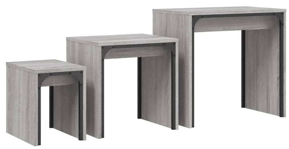Hnízdové konferenční stolky 3 ks šedé sonoma kompozitní dřevo - Default Title