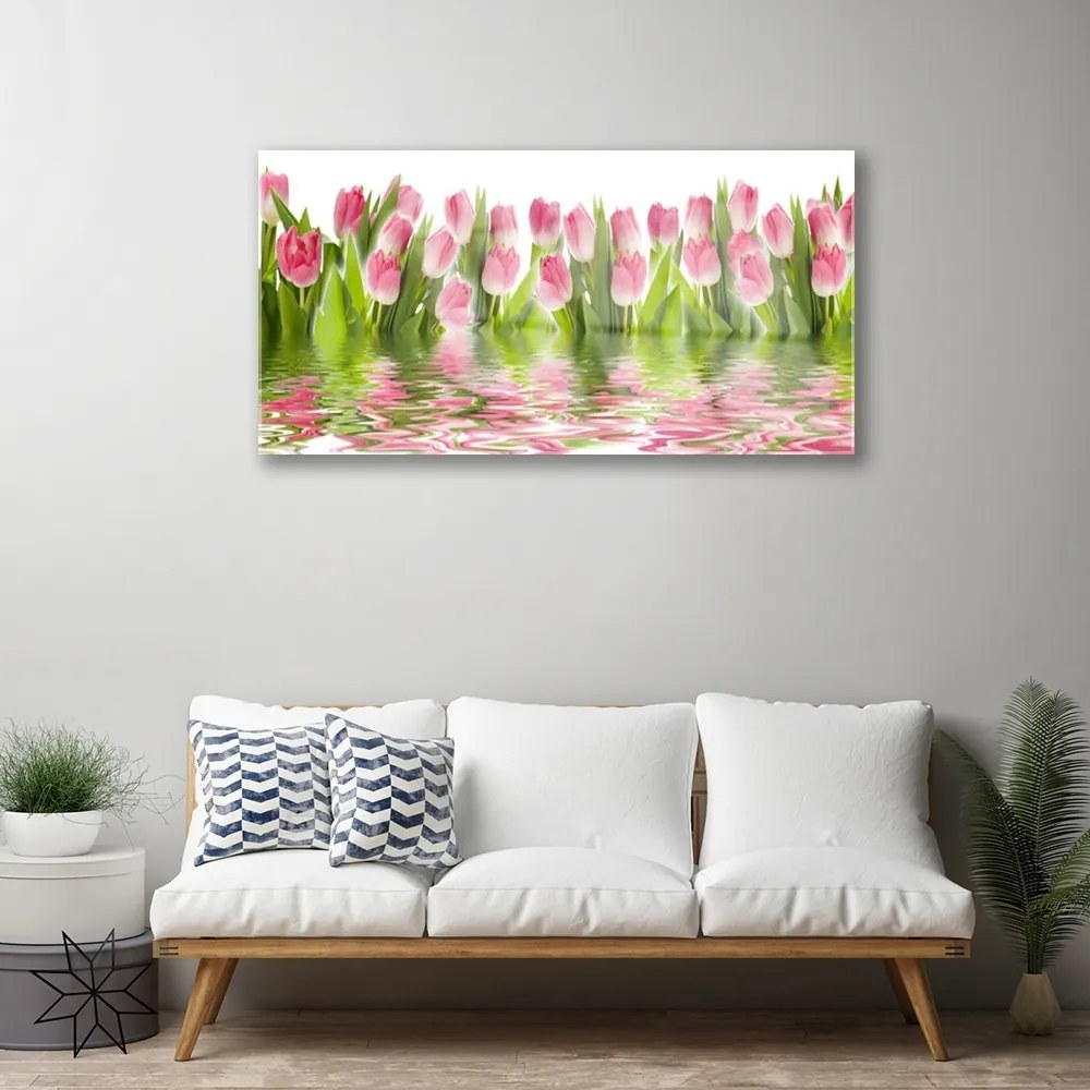 Obraz na skle Tulipány Rostlina Příroda 125x50 cm