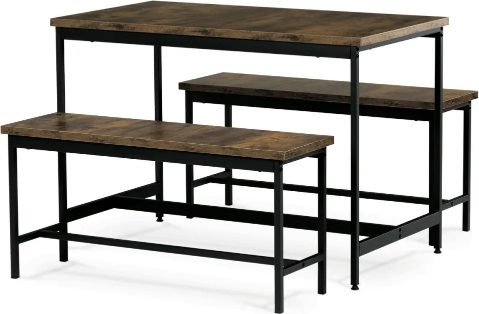 Jídelní set 1+2, rozměr stolu, rozměr lavice 98x30x47, MDF, barva staré dřevo (110 x 60) cm