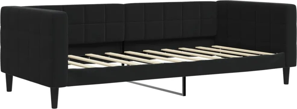 Válenda s přistýlkou a zásuvkami černá 90 x 190 cm samet 3196754