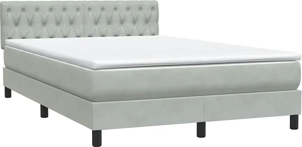 Box spring postel s matrací světle šedá 160x210 cm samet 3316503