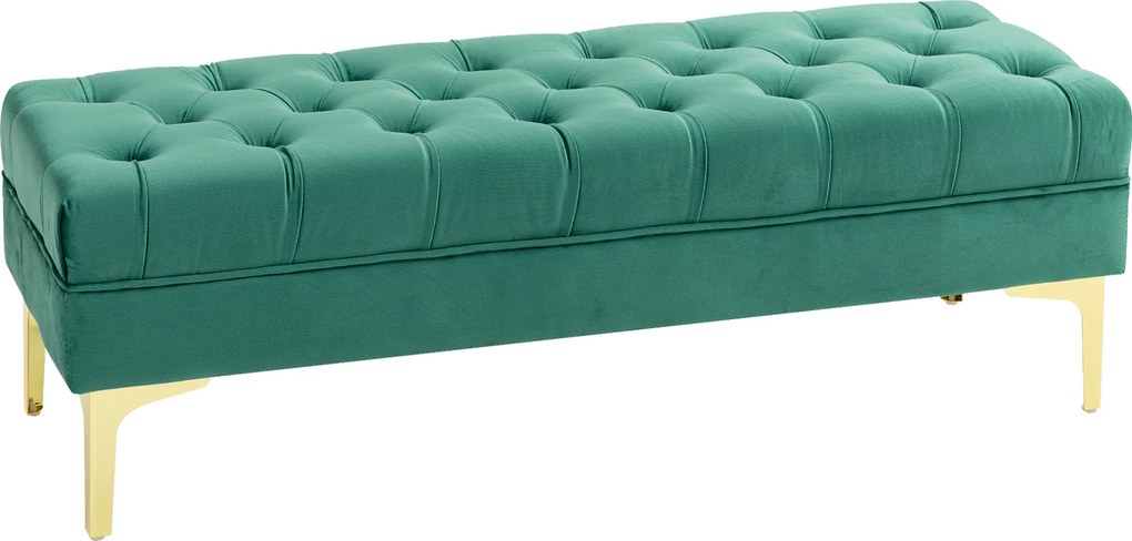 HOMCOM Klasická Chic Léčba Podnožka S Hlavou s Koupelí se Zlatý Skleněné Nohy - Zelený Velvet - 118D x 45Š x 42V cm