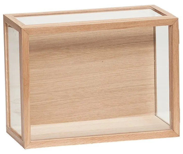 Prosklený úložný box s rámem z dubového dřeva Hübsch Pargo