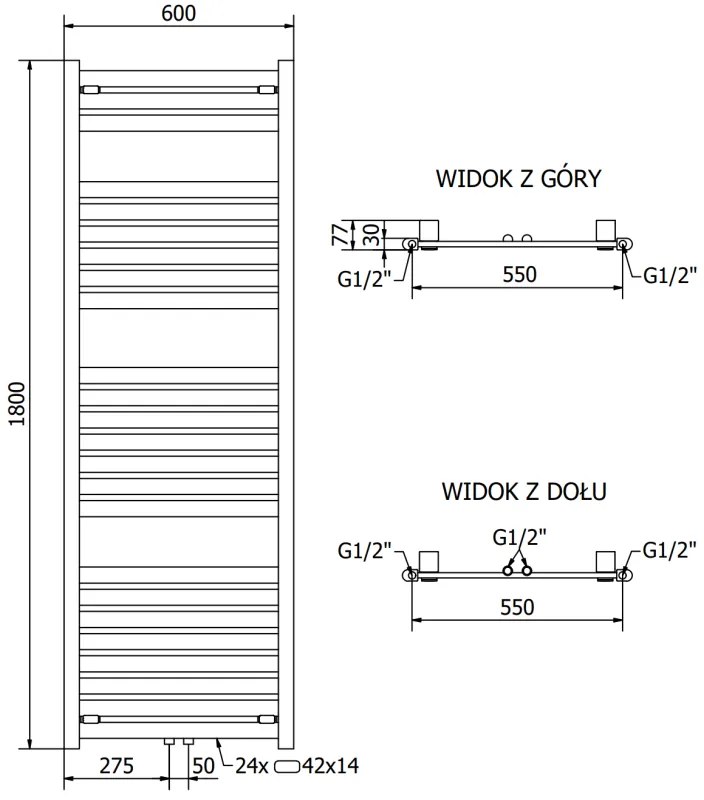 Mexen Uran, topné těleso 1800x600 mm, 923 W, antracitová, W105-1800-600-00-66