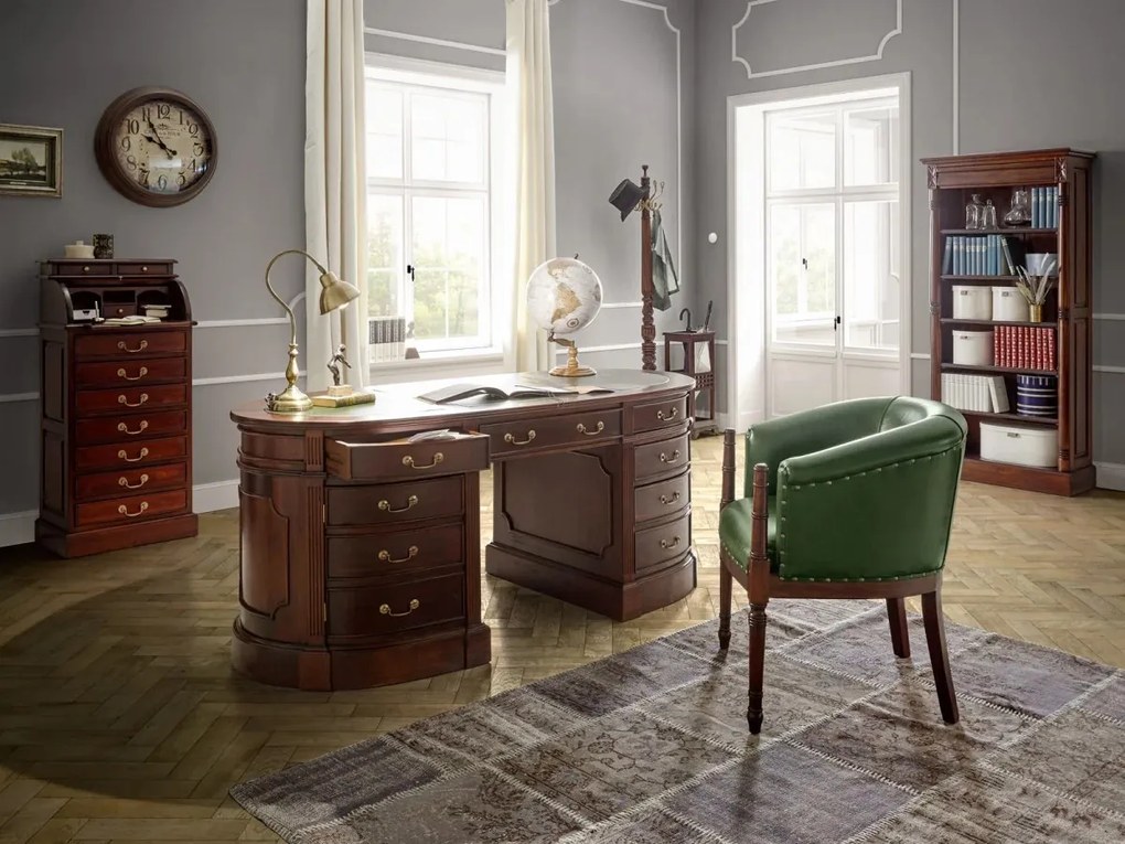 furniture-nabytek.cz - Masivní knihovna Camford II z mahagonu, lakovaná, hnědá – 85×36×180 cm