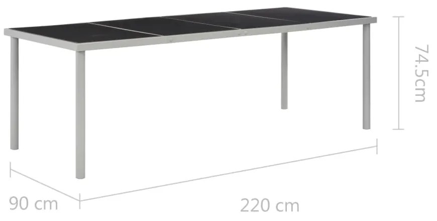 vidaXL Zahradní stůl černý 220 x 90 x 74,5 cm ocel