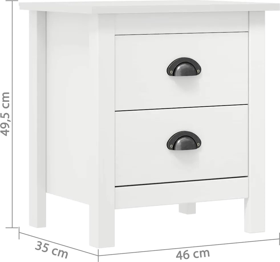 Noční stolek Hill bílý 46 x 35 x 49,5 cm masivní borové dřevo 288904