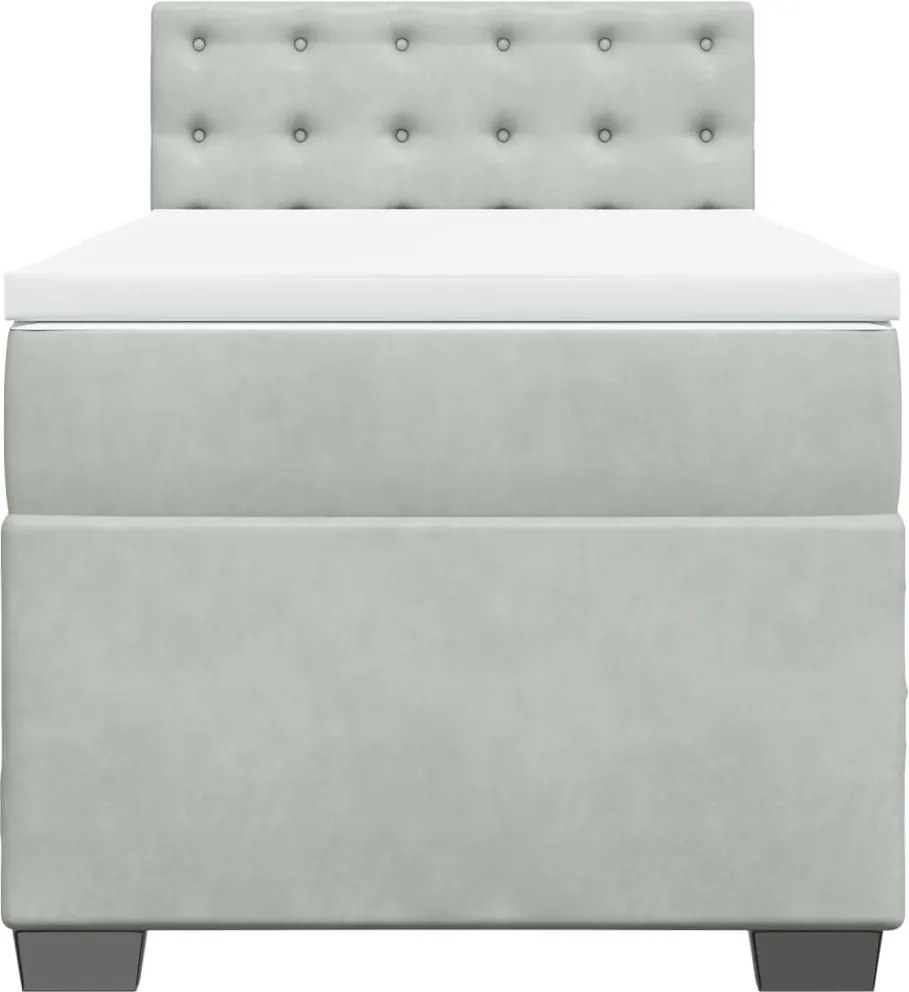 Box spring postel s matrací světle šedá 90x200 cm samet 3288510
