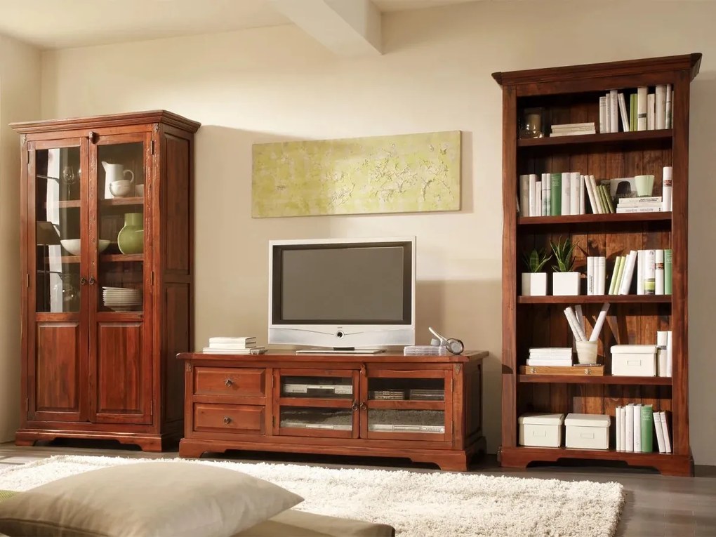 furniture-nabytek.cz - Masivní TV stolek Catello z borovice, lakovaný, hnědý