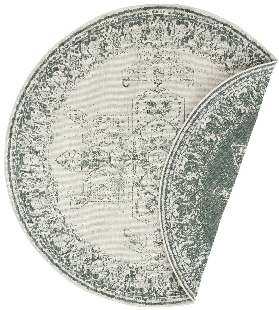 Hanse Home, Kusový koberec Twin Supreme 104139 Green/Cream kruh – na ven i na doma, 200x200 (průměr) kruh, zelená, chodba / předsíň