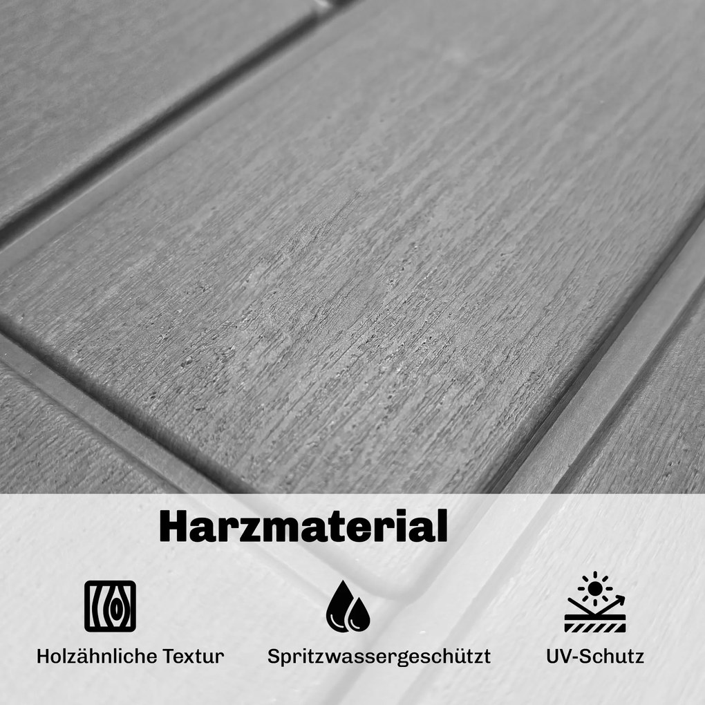 Zahradní box 379 litrů Vodotěsný uzamykatelný box odolný proti UV záření Dřevěný box na zahradní polštáře 122,5x56x62cm Šedý