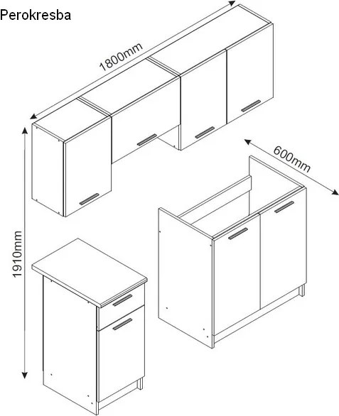 Kuchyňský blok Irma, bílá/dub burgund