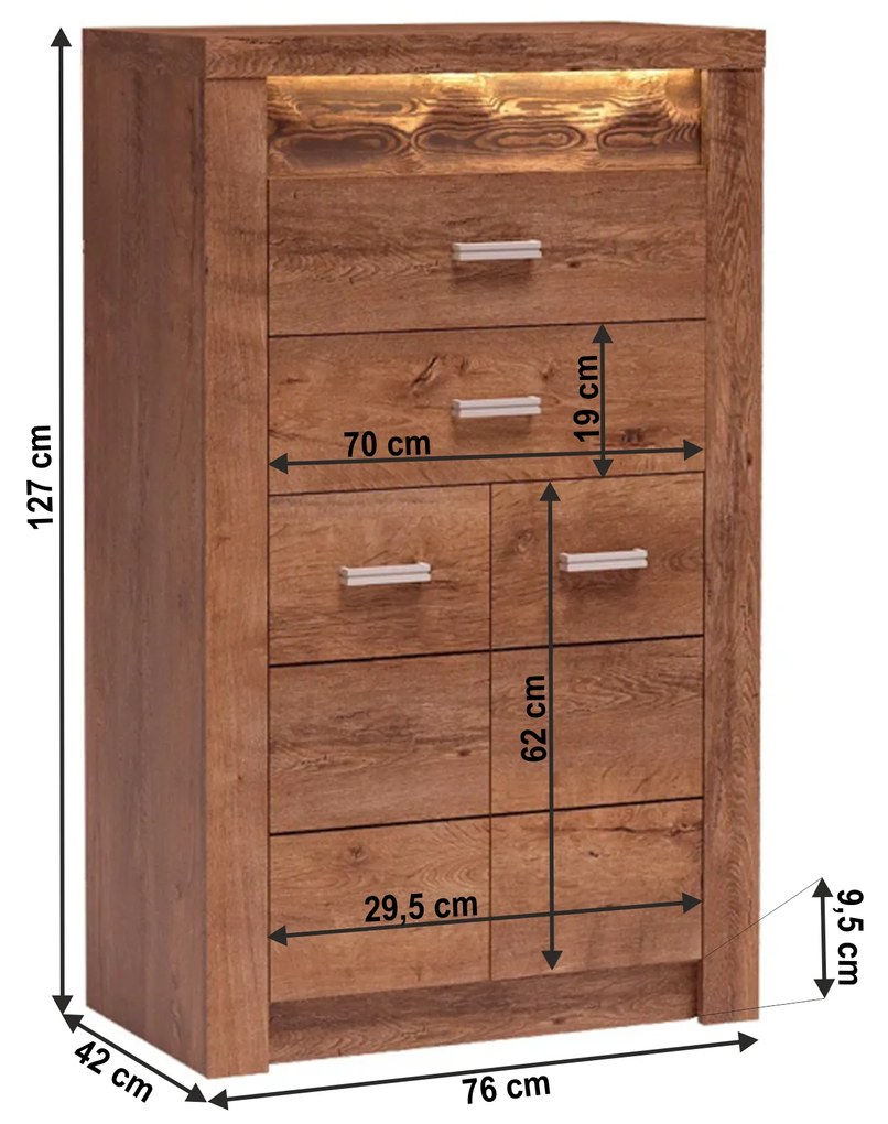 Kondela Komoda, jasan světlý, INFINITY I-06