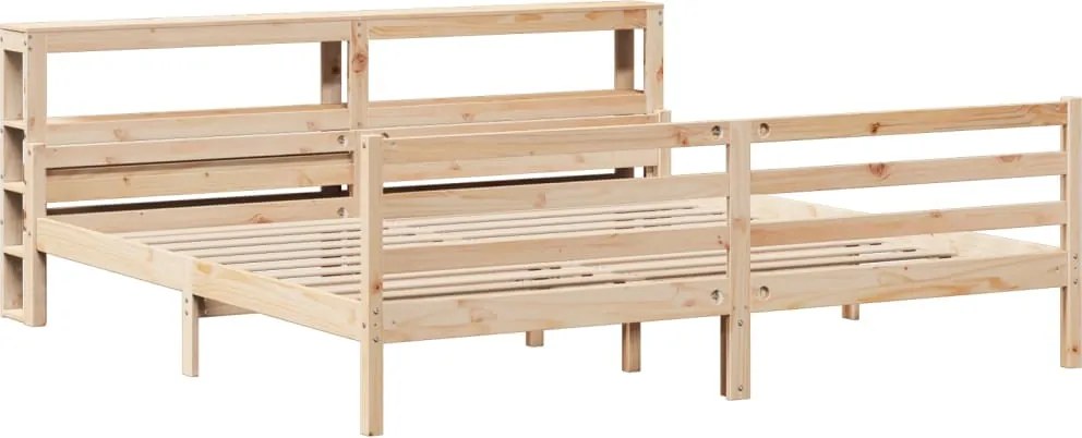 Rám postele s čelem 200 x 200 cm masivní borové dřevo 3305951
