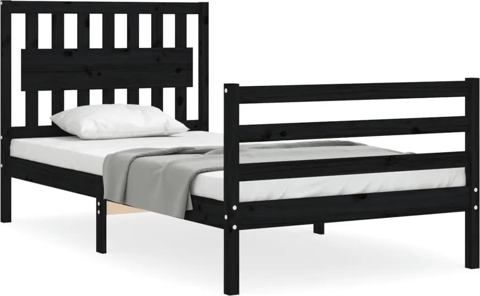 vidaXL Rám postele s čelem 100 x 200 cm masivní dřevo [3194304] Barva: Černá