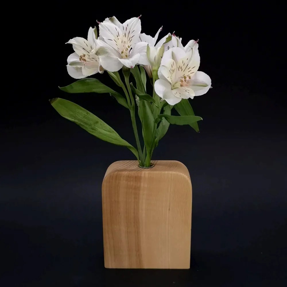 AMADEA Dřevěná váza obdélníková, masivní dřevo, výška 12 cm