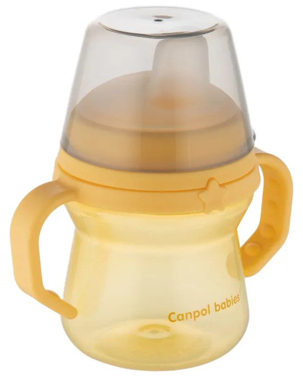 Canpol babies Hrneček se silikonovým pítkem FirstCup 150ml žlutý