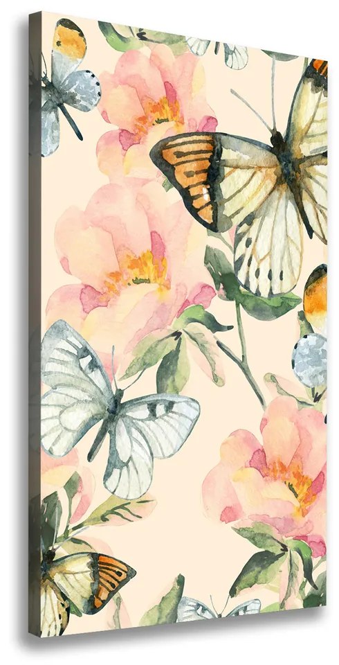 Wallmuralia Foto obraz na plátně Růže a motýli 50x100 cm