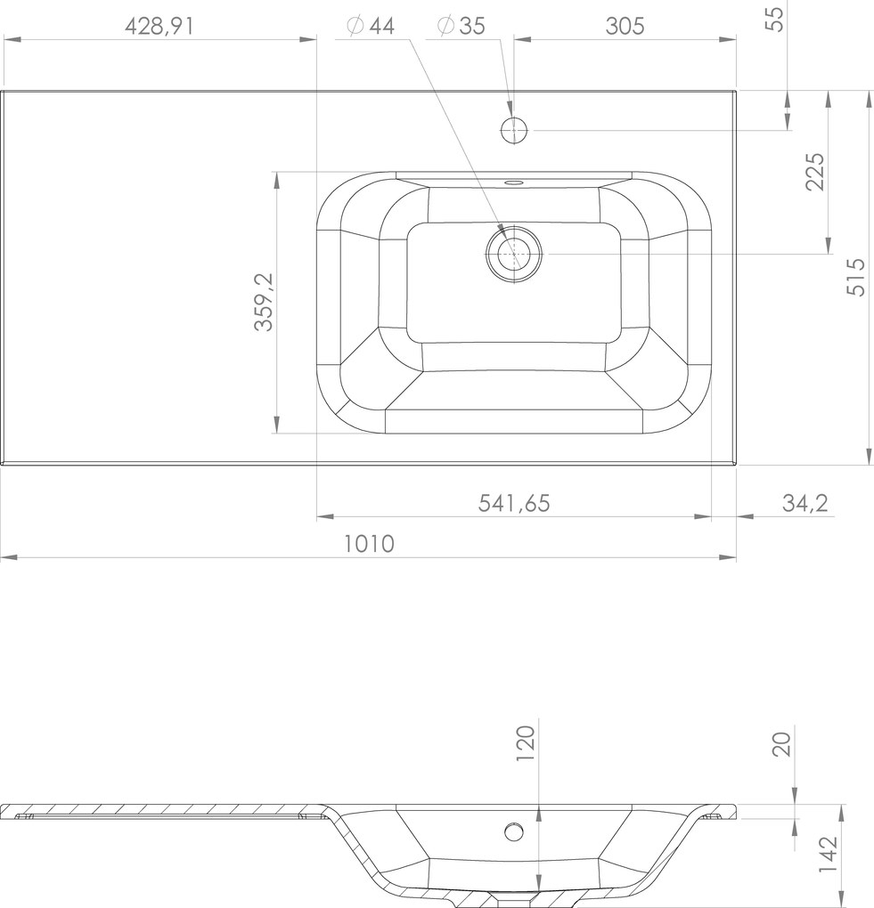 Sapho Lorea koupelnová skříňka pod umyvadlo 100 x 46 x 51,5 cm (30P+70cm) pravá bílá mat LE070-3131-R-11