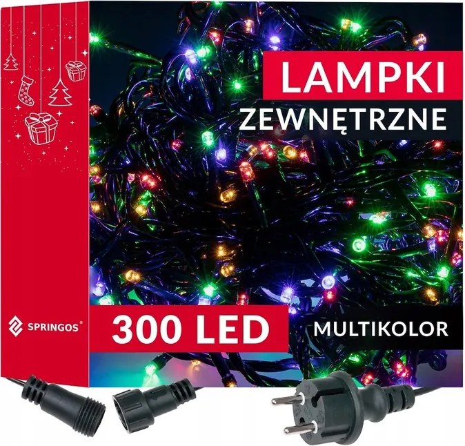 Vánoční Osvětlení Na Stromeček 300 Led Venkovní A Vnitřní Barevné Multi