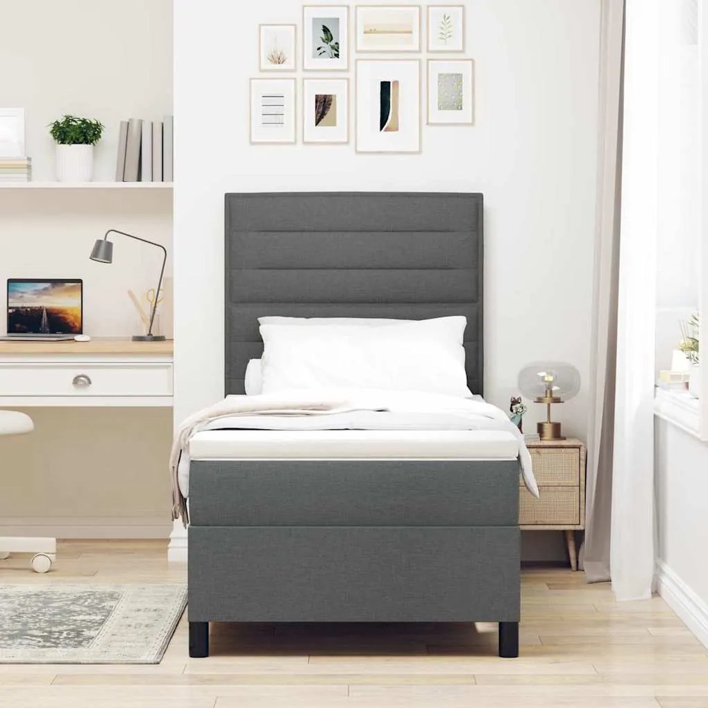 Postel s boxspringem s matrací Tmavě šedá 80 x 200 cm textil 3339267