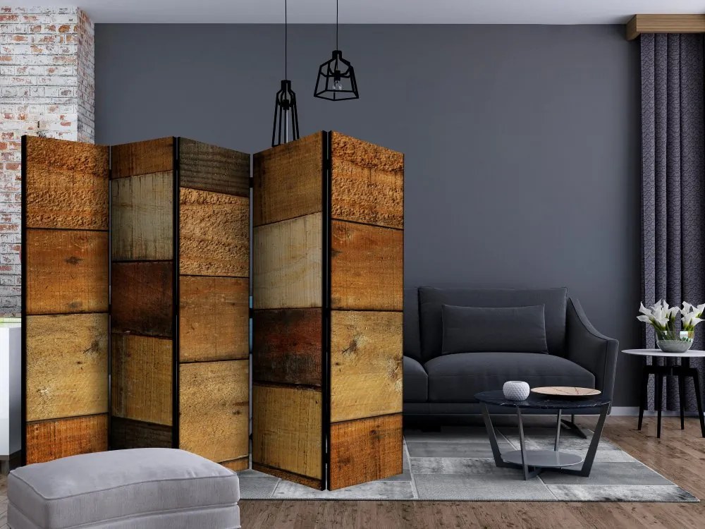 Paraván Wooden Textures Dekorhome 135x172 cm (3-dílný)