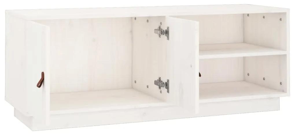 TV skříňka bílá 105 x 34 x 40 cm masivní borové dřevo - Default Title