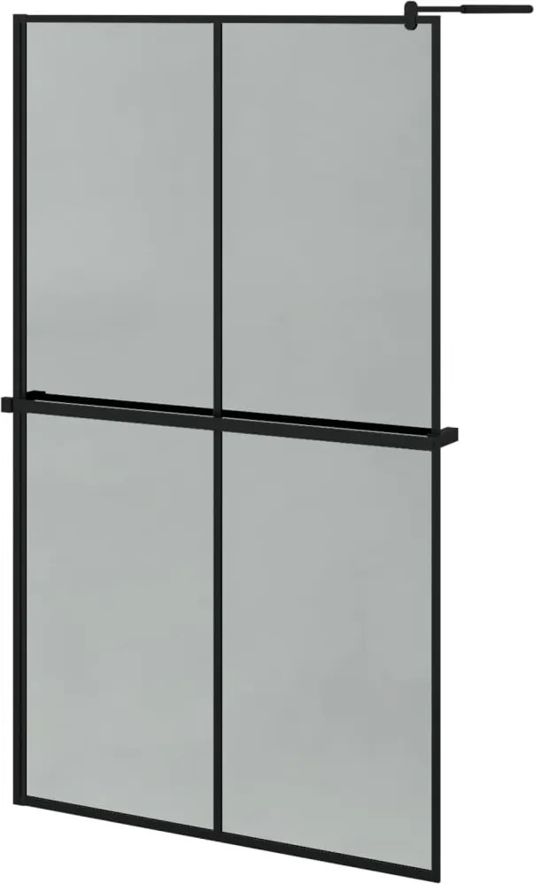Zástěna do průchozí sprchy s policí černá 118x190 cm ESG/hliník 3185490