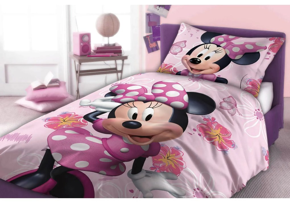 Faro DĚTSKÉ BAVLNĚNÉ POVLEČENÍ MINNIE MOUSE 140X200 CM, 1KS 70X90 CM VZOROVANÉ