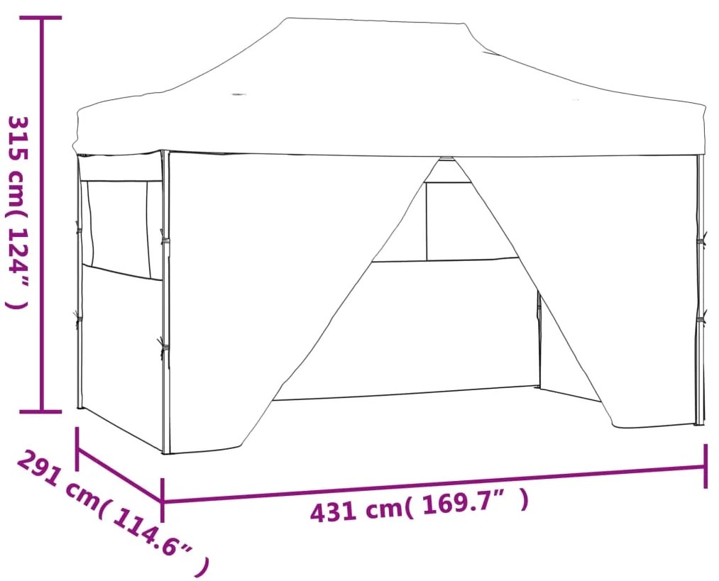vidaXL Marketos Rozkládací stan nůžkový 4 boční stěny 3 x 4,5 m krémově bílý