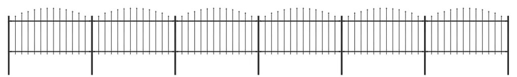 Zahradní plot s kopím nahoře ocelový 1070 x 150 cm černý