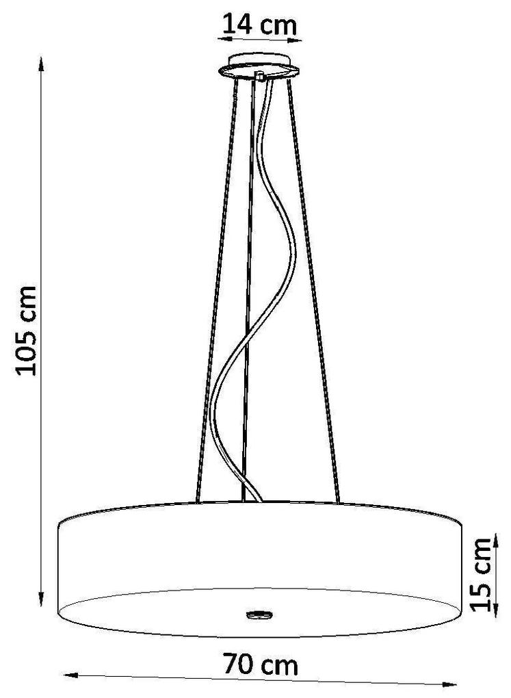Závěsné svítidlo Skala, 1x černé textilní stínítko, (bílé sklo), (fi 70 cm)