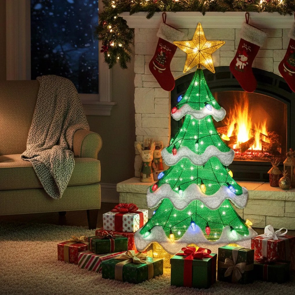 Costway 130 cm LED vánoční stromek s LED světly a žárovkami ve tvaru hvězdy