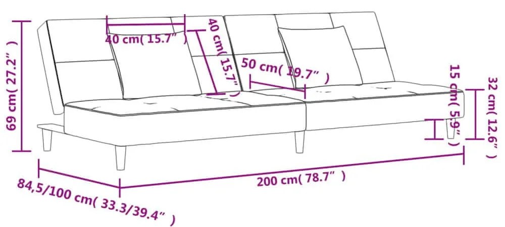 Petromila 2místná rozkládací pohovka se 2 polštáři černá samet