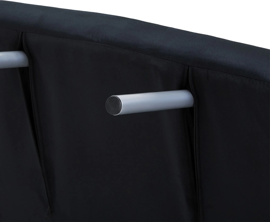 HOMCOM Rozkládací pohovka 2 v 1 s nastavitelným opěradlem 65L x 77W x 80H cm, snímatelný potah, polštáře, robustní a nerezavějící, polyester černá | …