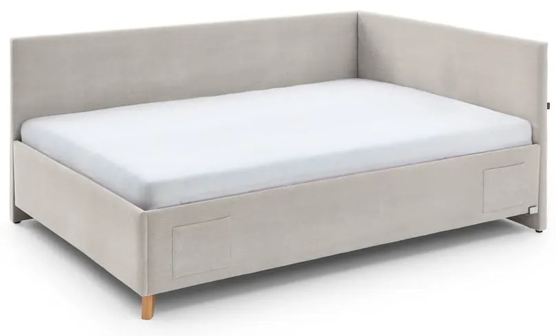 Béžová čalouněná rohová dětská postel s úložným prostorem s roštem 120x200 cm Cool – Meise Möbel Biano.cz