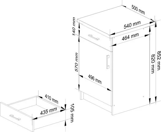 Spodní kuchyňská skříňka s deskou LIMA S50 SZ1 bílá / dub sonoma