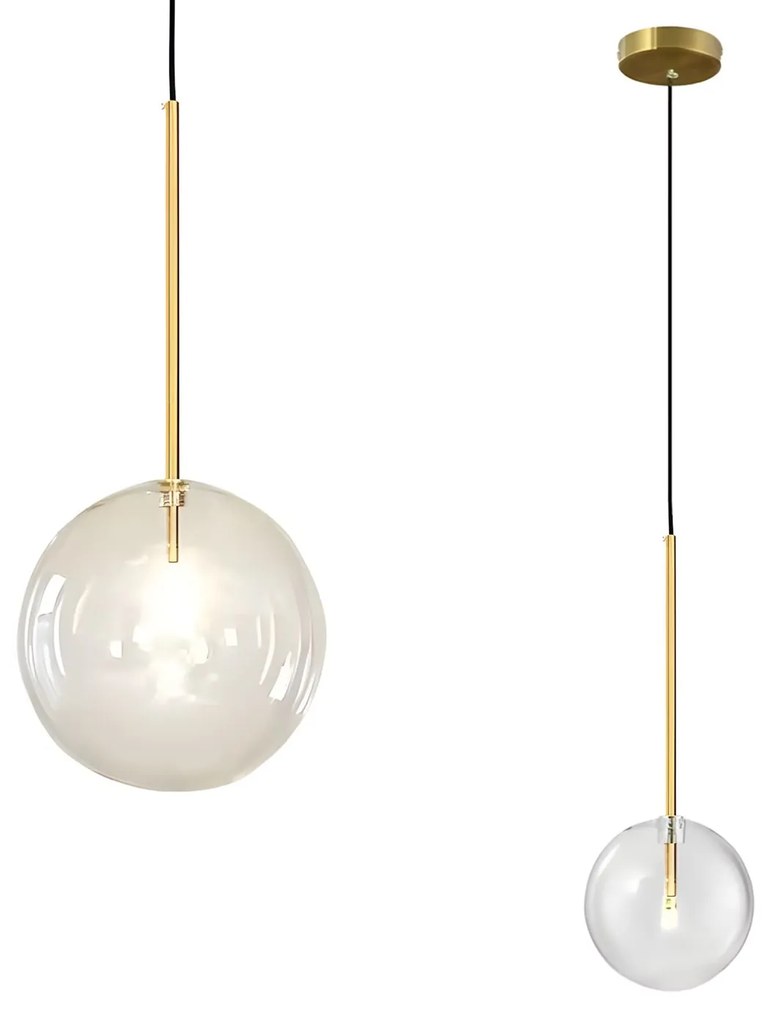 Toolight Toolight, skleněné kulové závěsné stropní svítidlo 20cm, APP1683-1CP, zlatá, OSW-04303