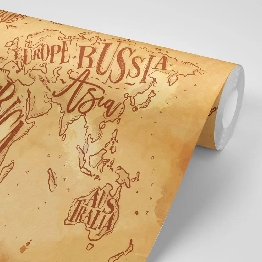 Samolepící tapeta moderní mapa světa na vintage podkladu