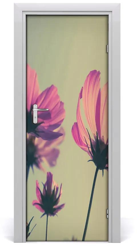 Fototapeta samolepící na dveře růžové květiny 85x205 cm