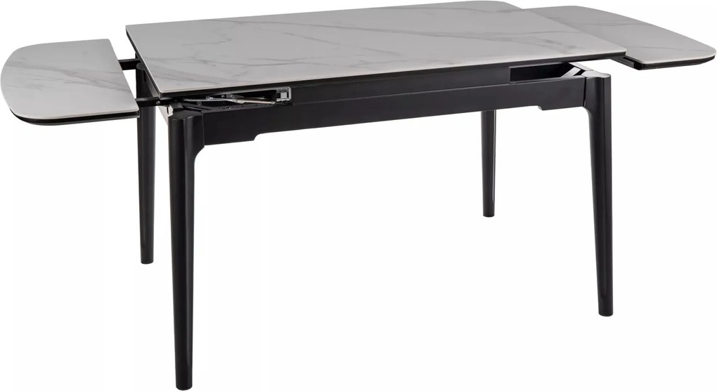Jídelní rozkládací stůl Sento 120/180 cm keramika bílý mramor/černý