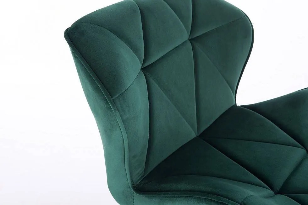 LuxuryForm DESIGN Otočná židle MILANO VELUR na zlaté podstavě s kolečky - zelená
