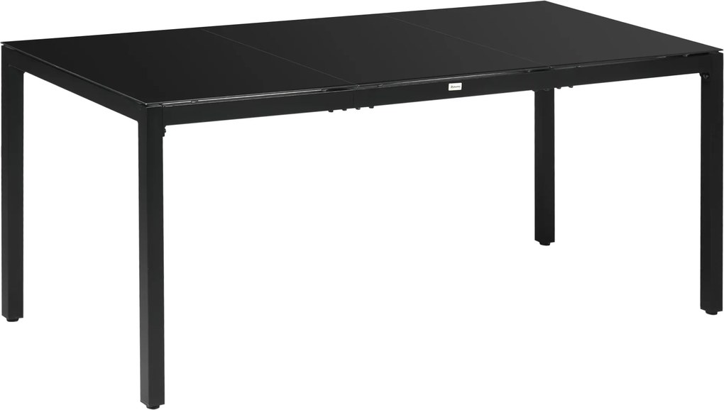 Obdélníkový zahradní stůl Outsunny pro venkovní jídelnu pro 8 osob s tvrzeným sklem a hliníkovým rámem 180 x 80 x 72 cm Černý