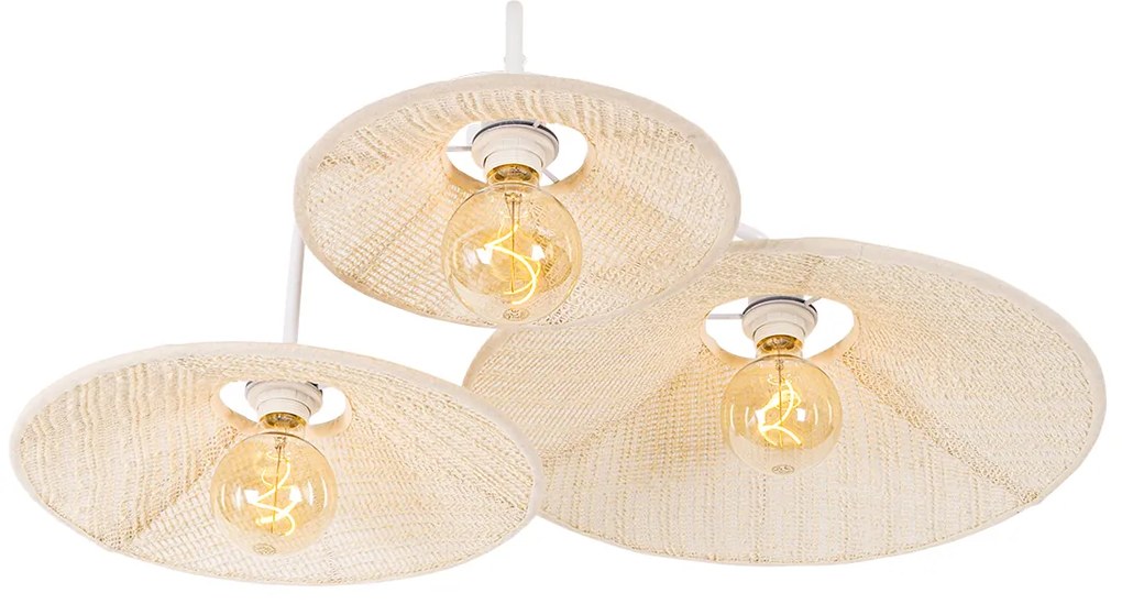 Designová nástěnná lampa bílá s látkou 3-světlo - Jane