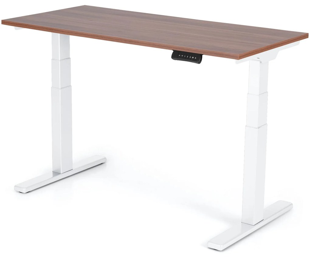 Výškově nastavitelný stůl Liftor 3segmentové nohy premium bílé,   deska 1380 x 650 x 25 mm ořech