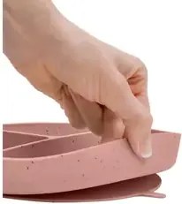 KikkaBoo Talíř dělený s přísavkou Platinum Silicone Blush / od 6 měsíc