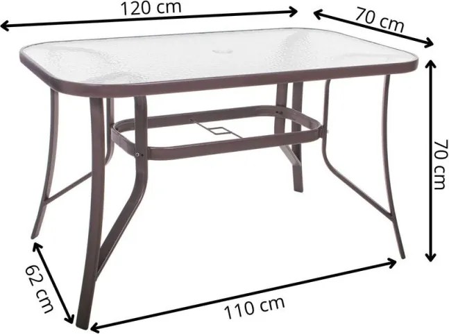 Zahradní stůl 120x70, hnědý SPRINGOS TOSCANA GF0076