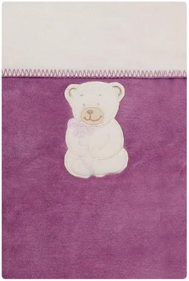 WOMAR Dětská deka Womar 75x100 fialová s medvídkem