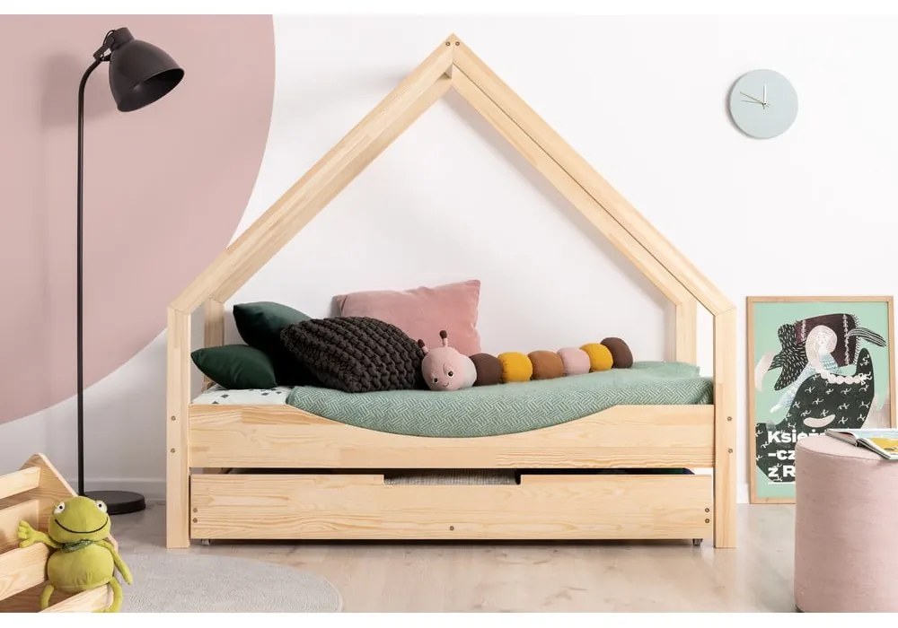 Adeko Dětská postel domeček Loca E Velikost postele: 190x90 cm Barva: dekor přírodní dřevo přírodní